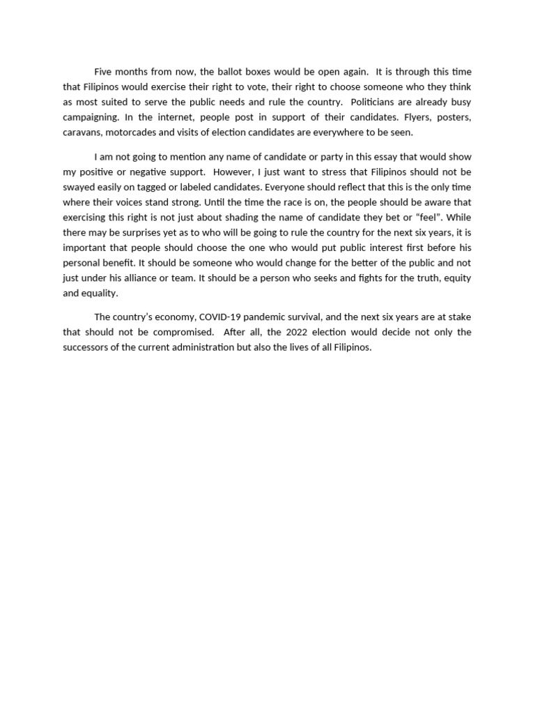 Essay On Elections - 2021 | PDF