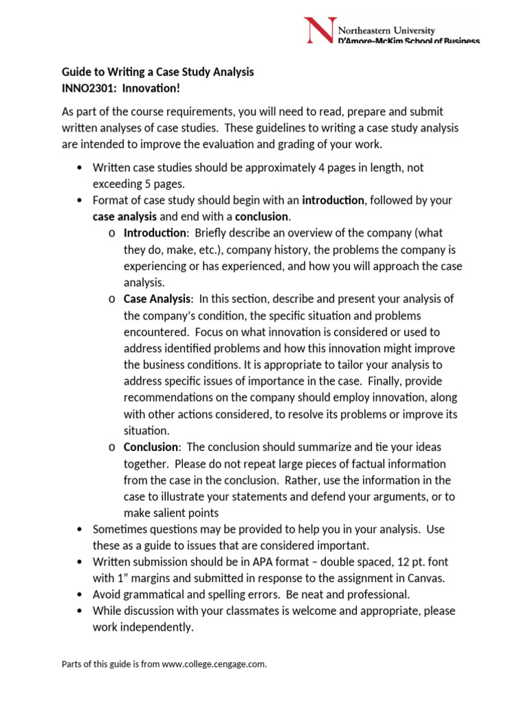 Guide To Writing A Case Study Analysis | PDF