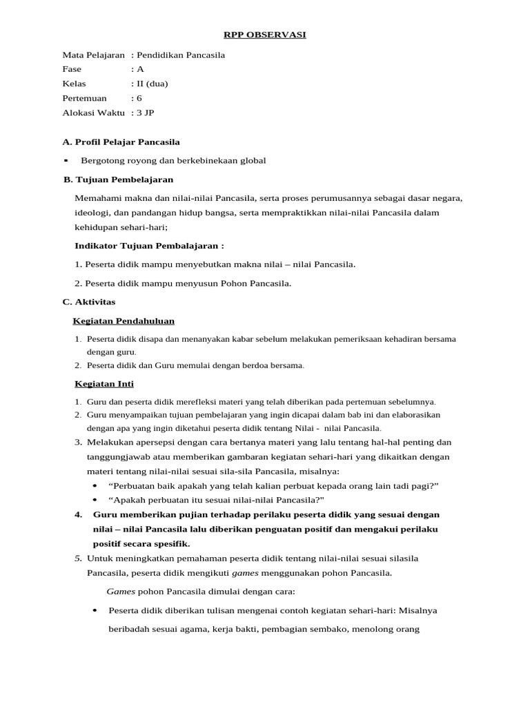 RPP Observasi - PMM 2024 (Tita Hidayati, S.PD) | PDF