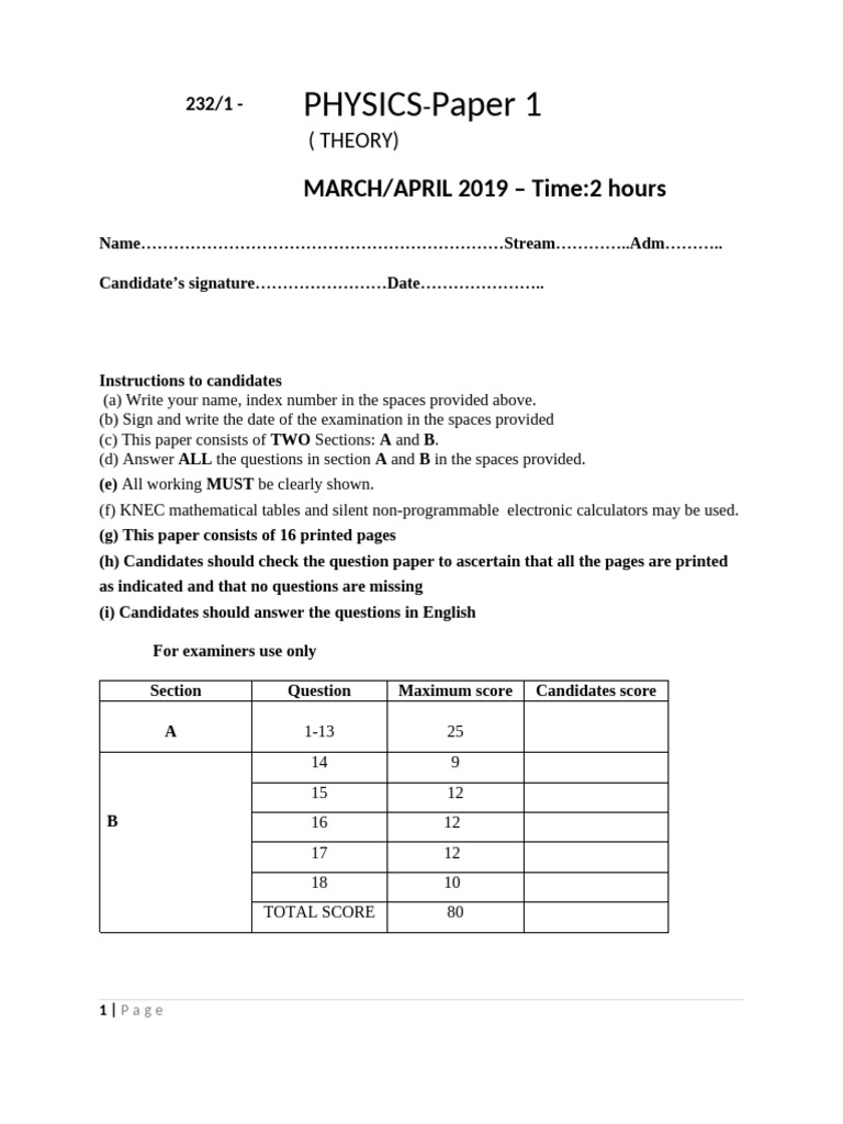 Physics Paper 1 Que | PDF | Gases | Technology & Engineering