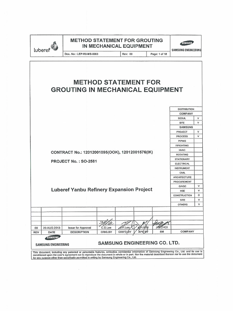 LEP-R0-MS-0003 - 00 Grouting in Mechanical Equipment | PDF