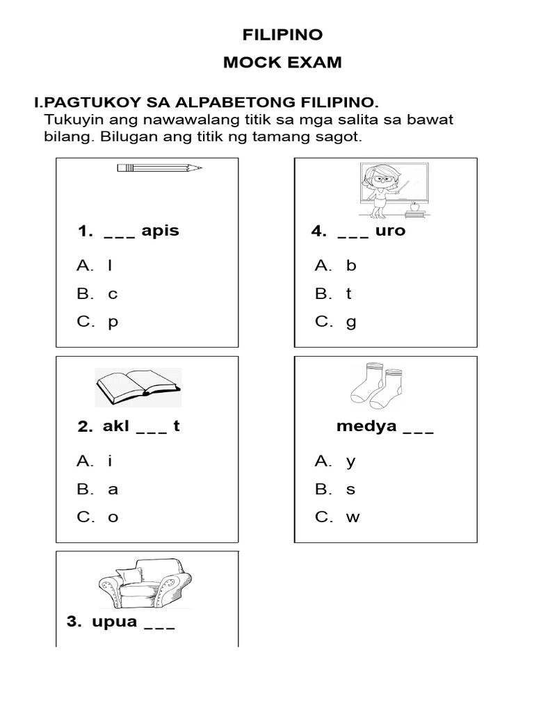 FILIPINO Midterm Mock Exam Term G1 | PDF