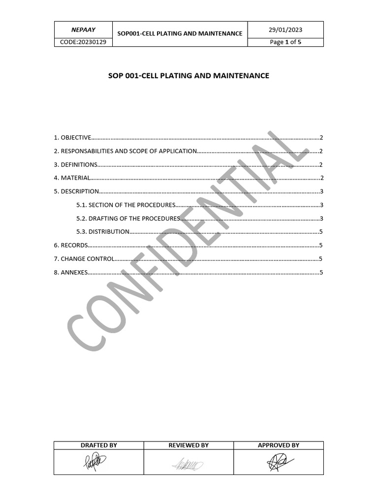 Sop-Cell Plating and Maintenance | PDF