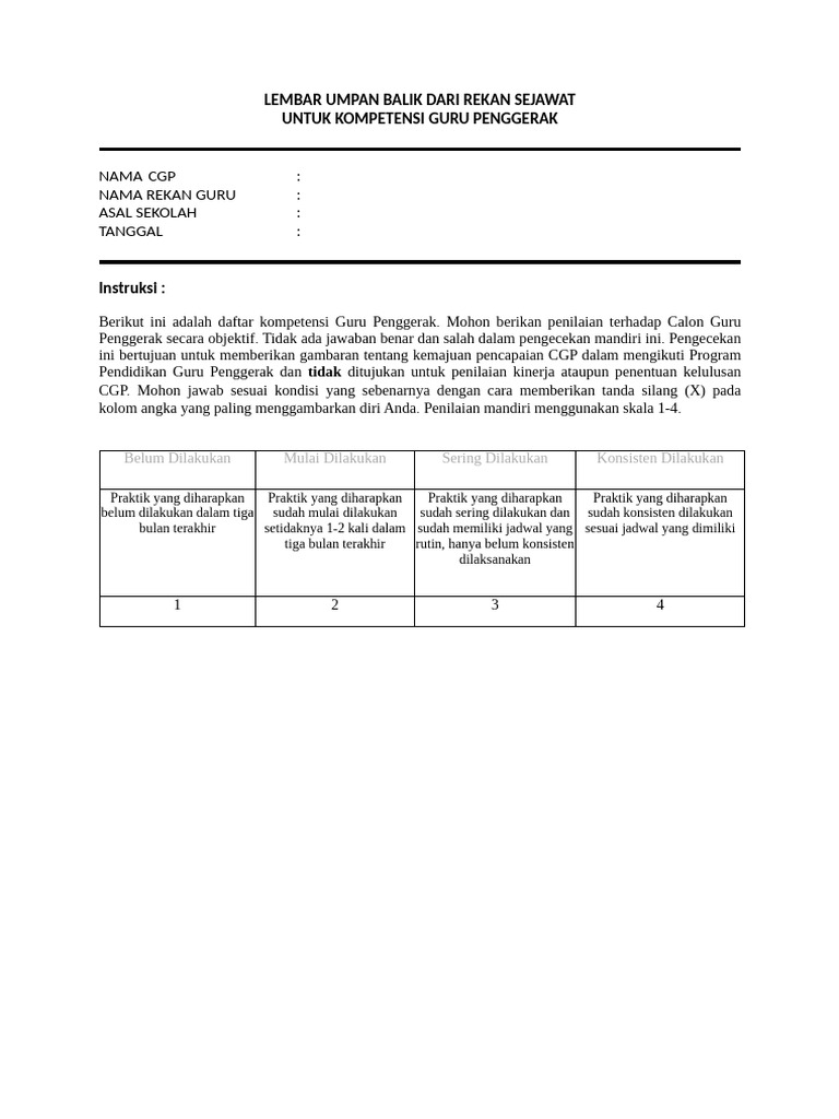 OK Lembar Umpan Balik Dari Rekan Sejawat - A5 FINAL 150522 | PDF