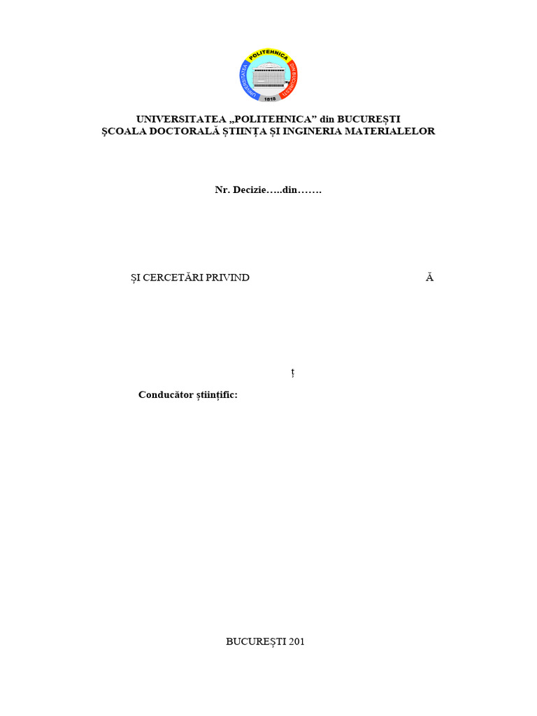 Rezumat Teza Doctorat Constantin Ionut | PDF