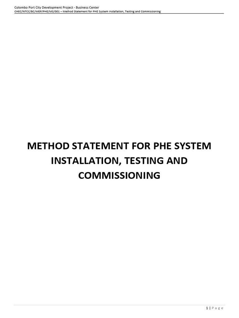 Method Statememt For PHE System - R0 | PDF