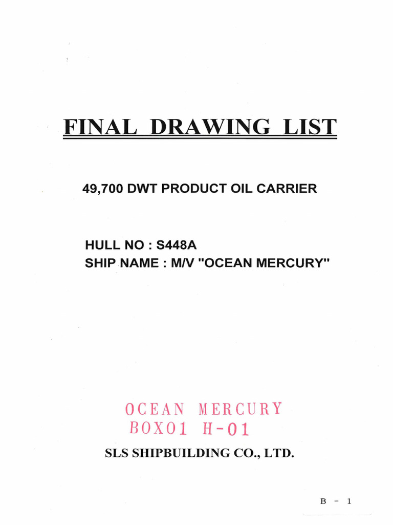 B-01 Final Drawing List | PDF