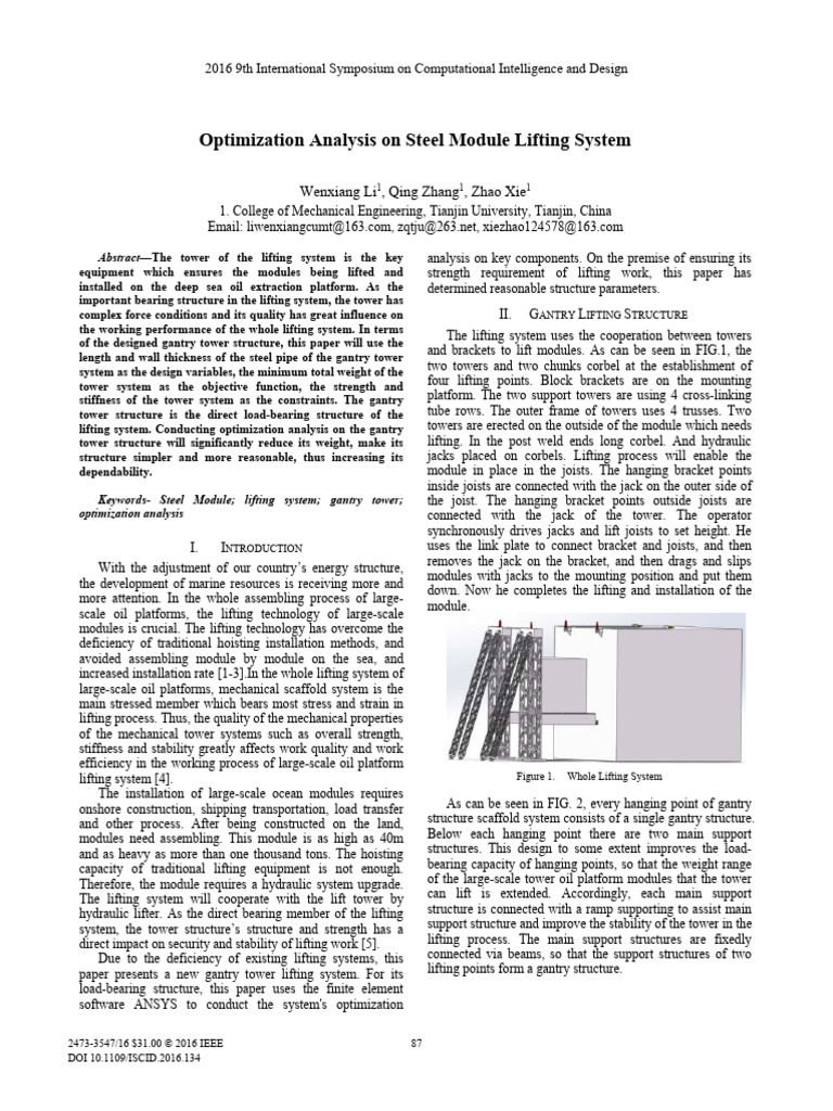Optimization Analysis On Steel Module Lifting System | PDF