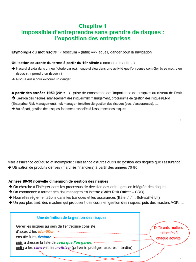 CHAP1 CORRIGE Gestion Risques L3 20242025 (Spaeter-Loehrer) | PDF