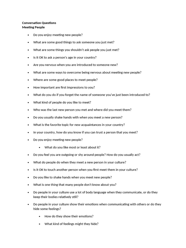 Conversation Questions | PDF