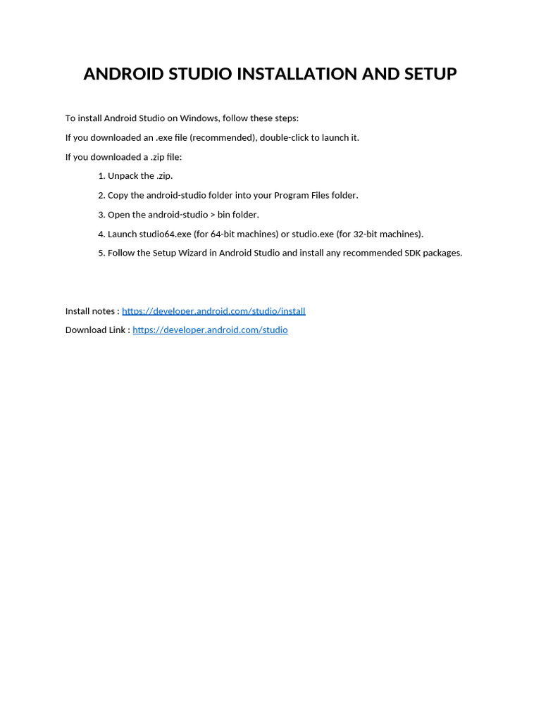 Android Studio Installation and Setup | PDF