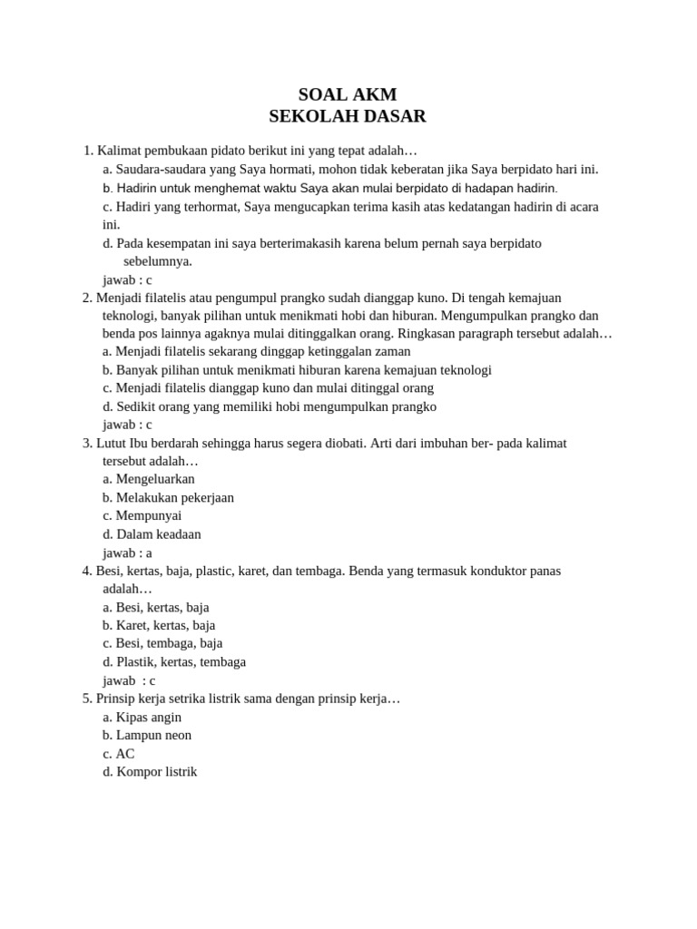 Soal Akm SD | PDF