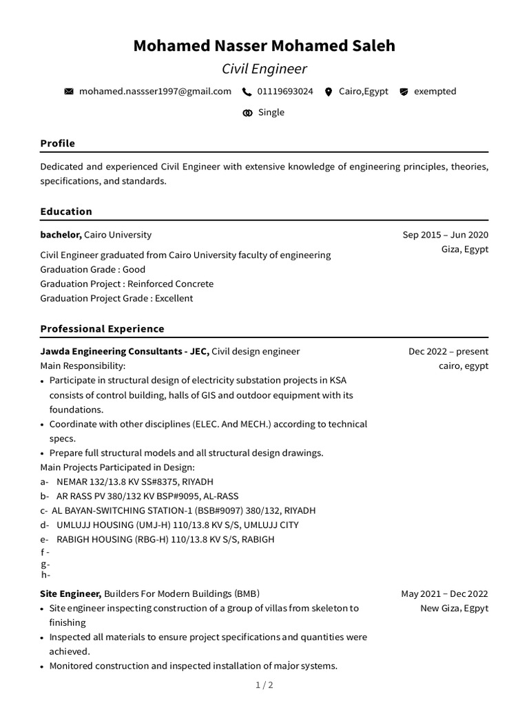 Mohamed Nasser Mohamed - Structural Engineer-1 | PDF