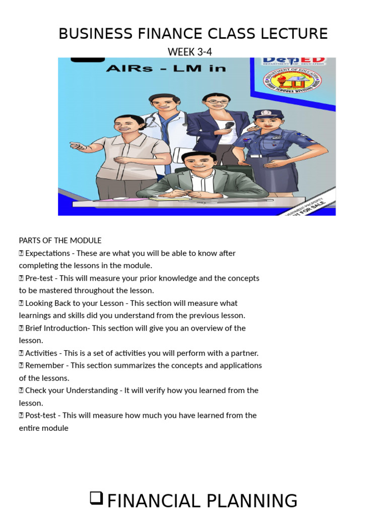 BUSFIN CLASS LECTURE Week 3-4 | PDF