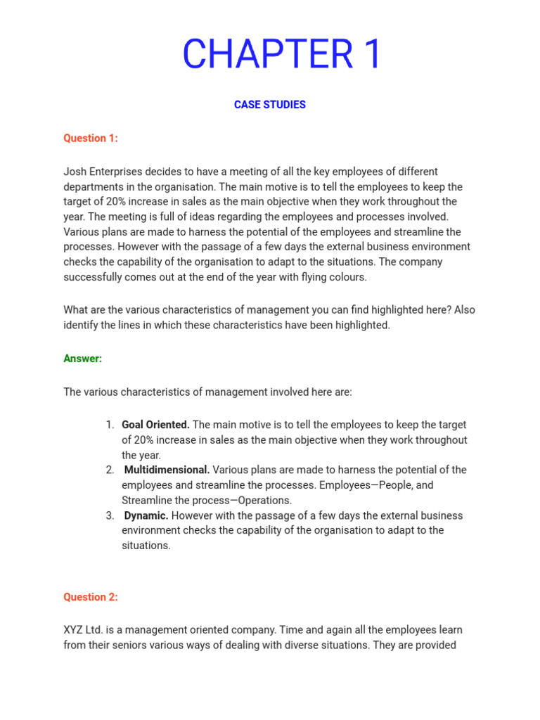 Case Studies: Answer | PDF