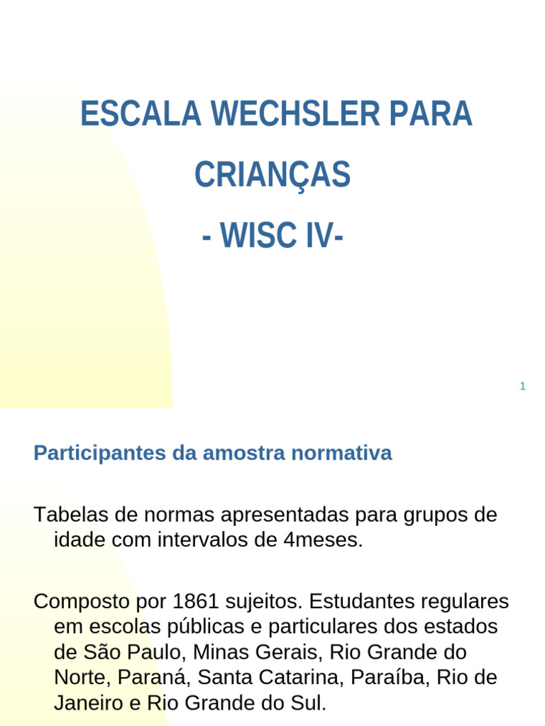 Subtestes Escala Wechsler - Wisc IV | PDF