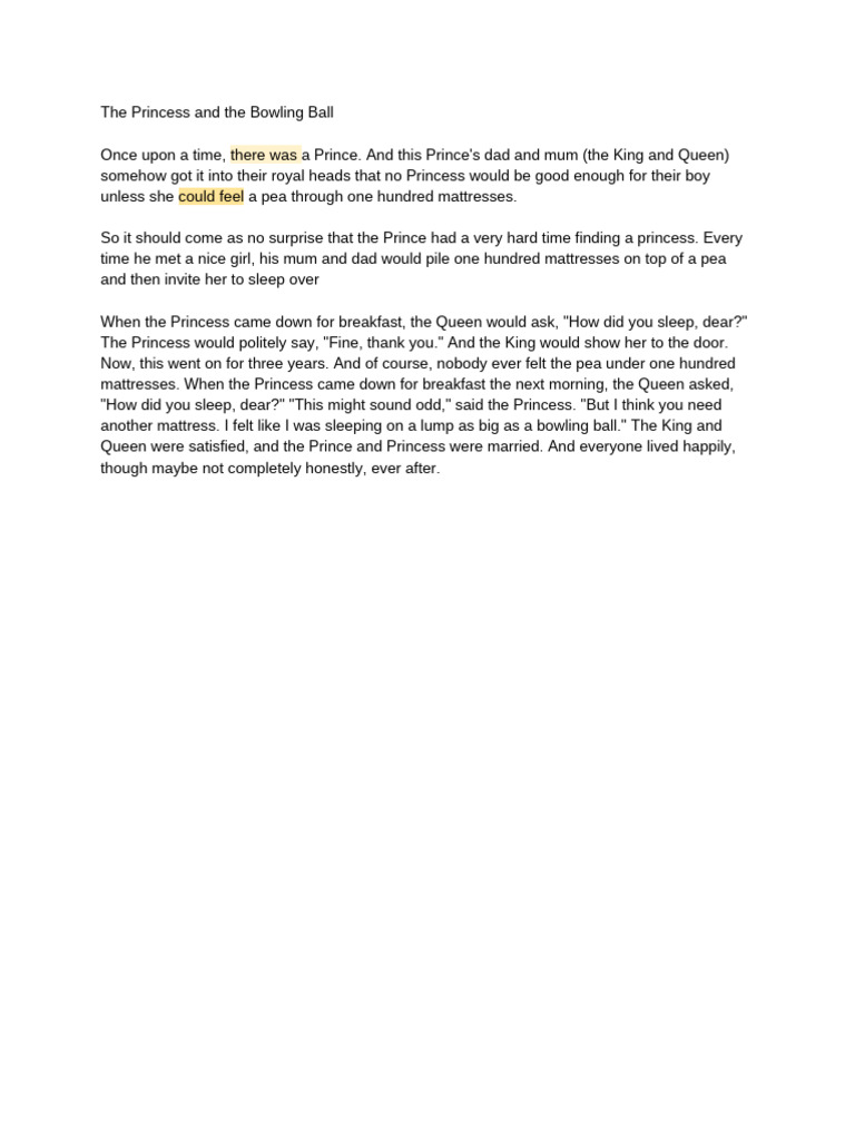 The Princess and The Bowling Ball | PDF