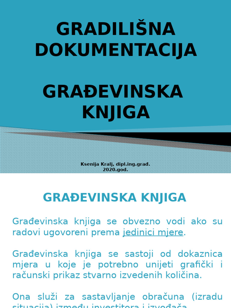 9 Gradilišna Dokumentacija Knjiga | PDF