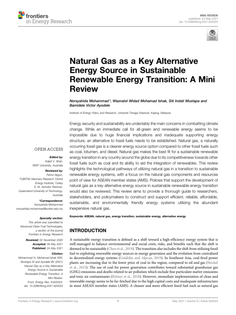 Natural Gas As A Key Alternative Energy Source in | PDF