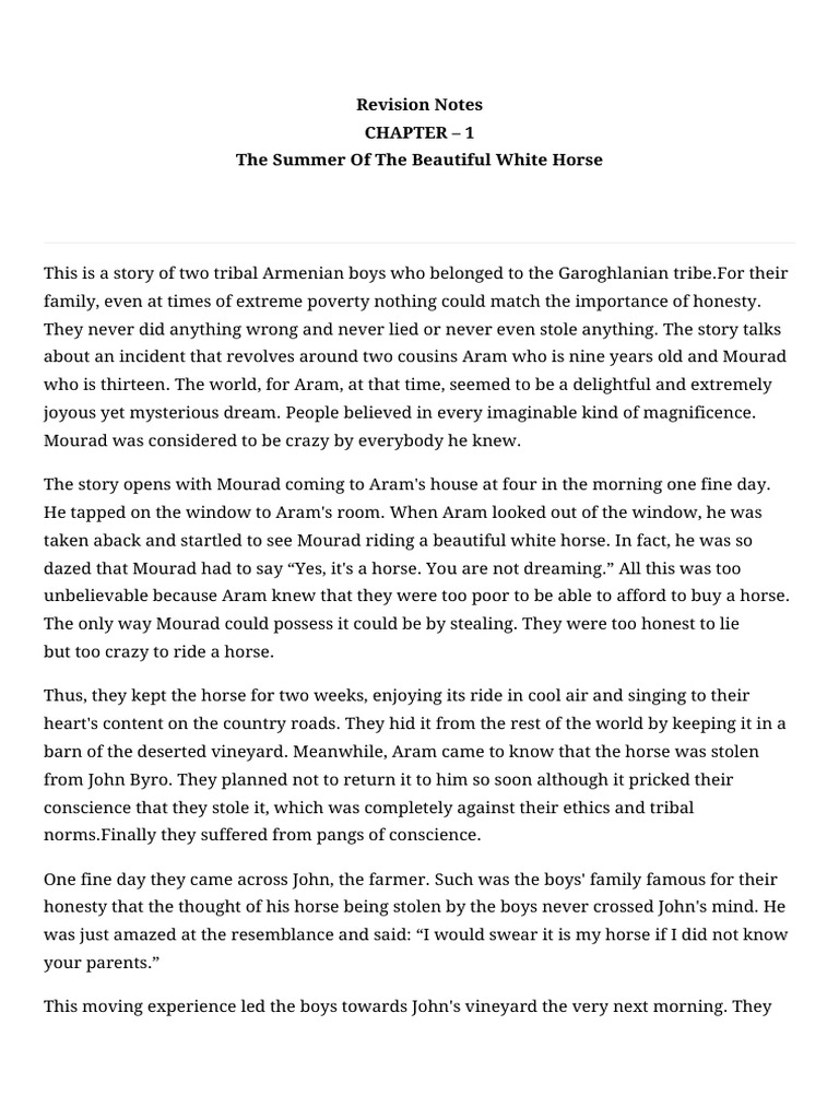 The Summer of The Beautiful White Horse | PDF | Mystery, Thriller ...