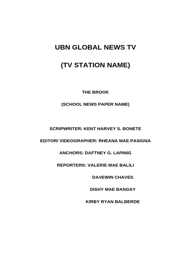 TV Broadcasting Script 2024 English | PDF