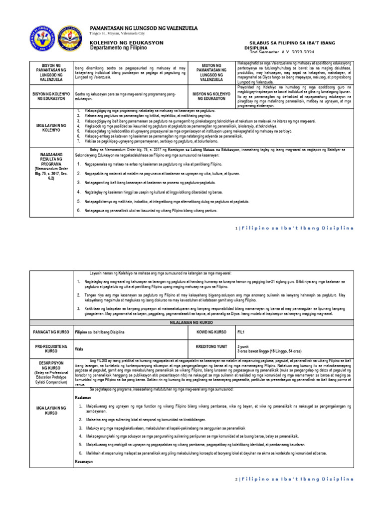 FIL2 Filipino Sa Ibat Ibang Disiplina 2nd Sem 2023 | PDF
