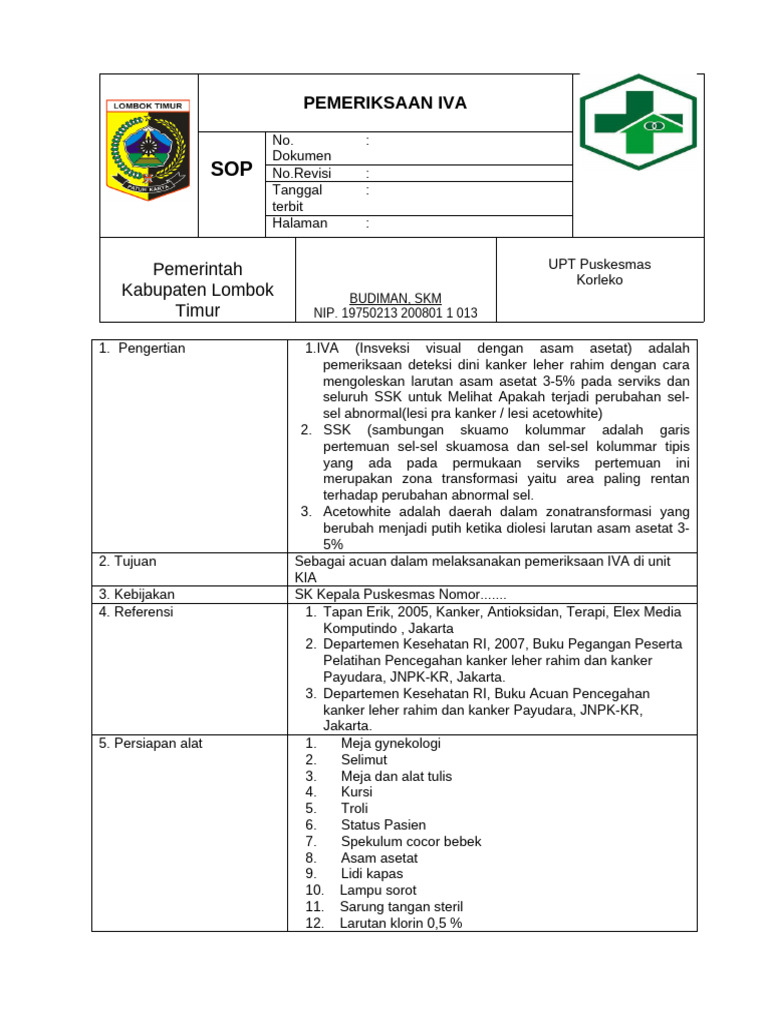 SOP Pemeriksaan - Iva | PDF