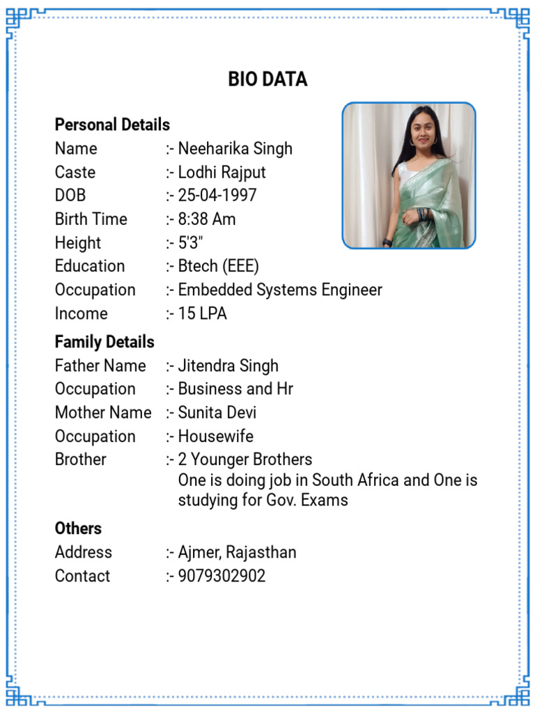 Neeharika Biodata | PDF
