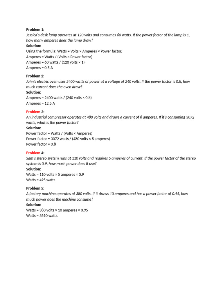 AC Power Example Problems | PDF