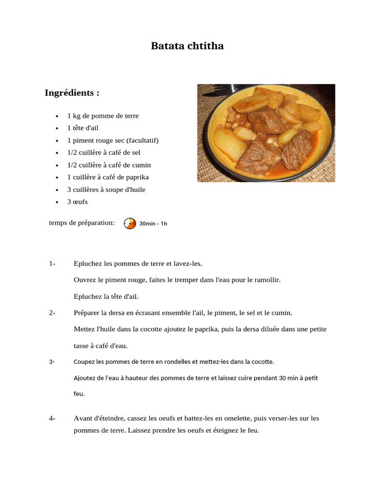 Batata Chtitha | PDF