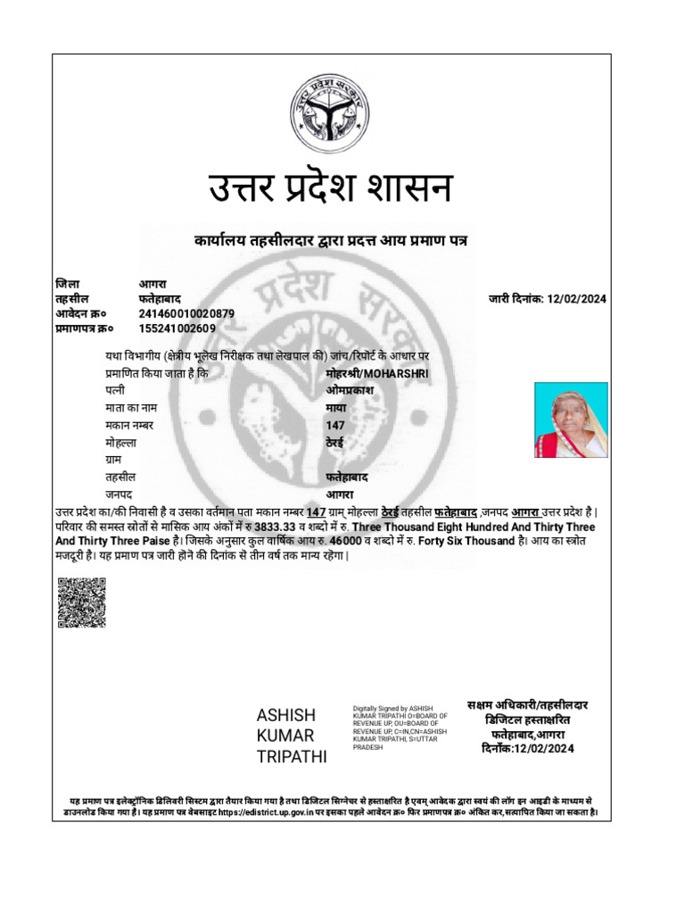 Income Certificate | PDF