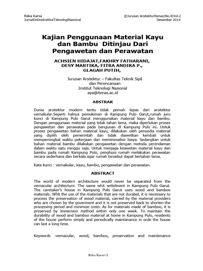 Kajian Penggunaan Material Kayu Dan Bamb | PDF
