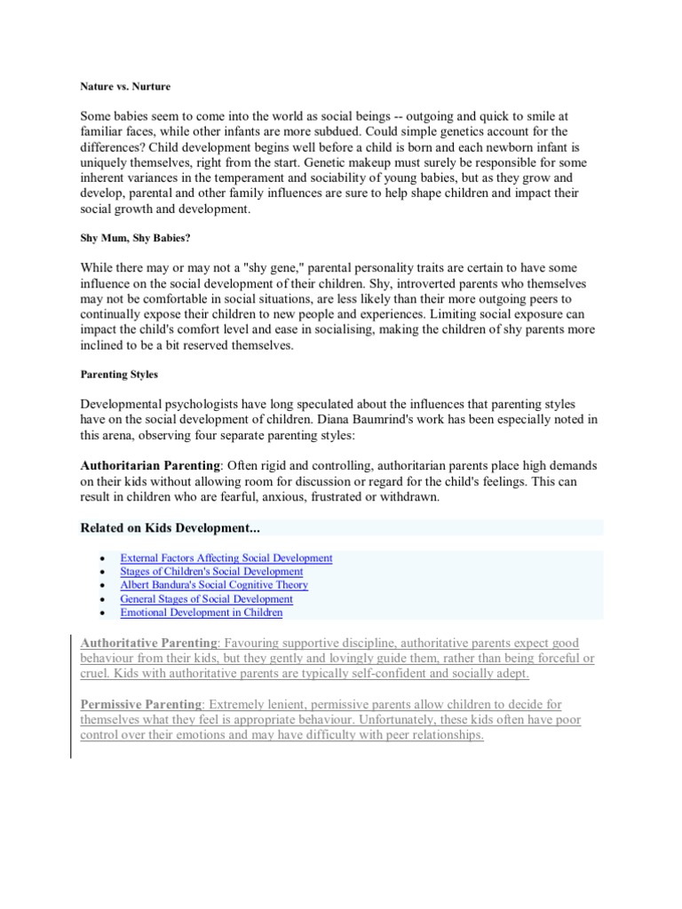 Factors Affecting Social Development | PDF