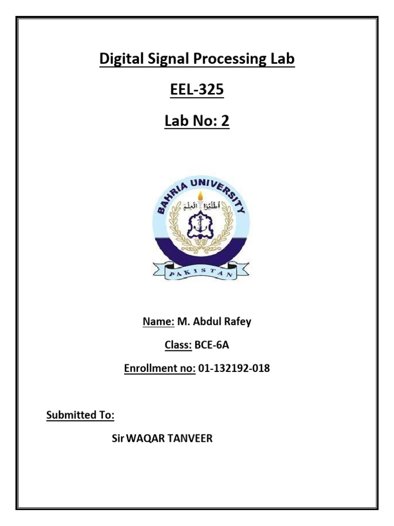Digital Signal Processing Lab 2 018 | PDF