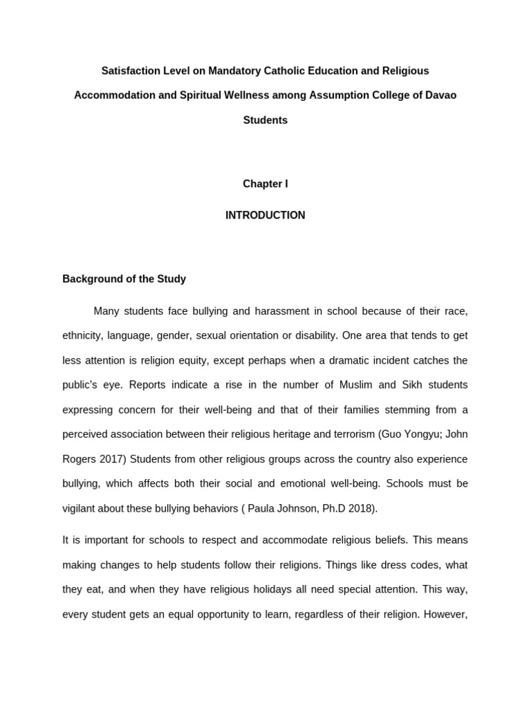 THE LEVEL OF SATISFACTION AMONG COLLEGE STUDENTS - CHAPTER1 - Revised ...