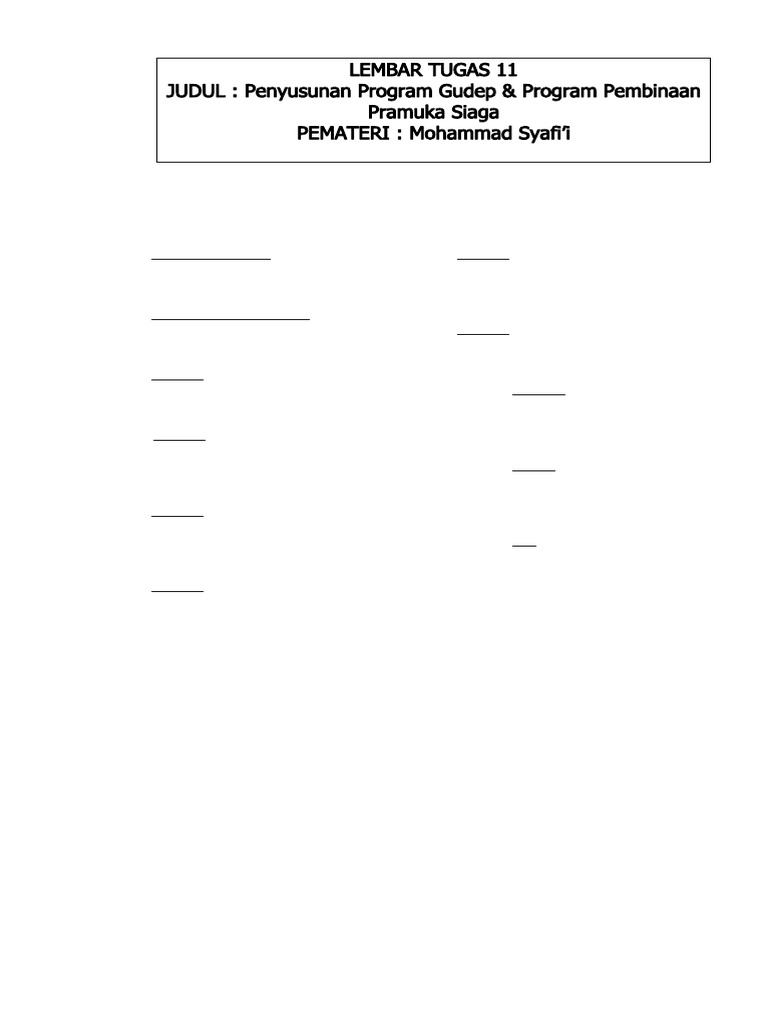 JUDUL: Penyusunan Program Gudep & Program Pembinaan | PDF
