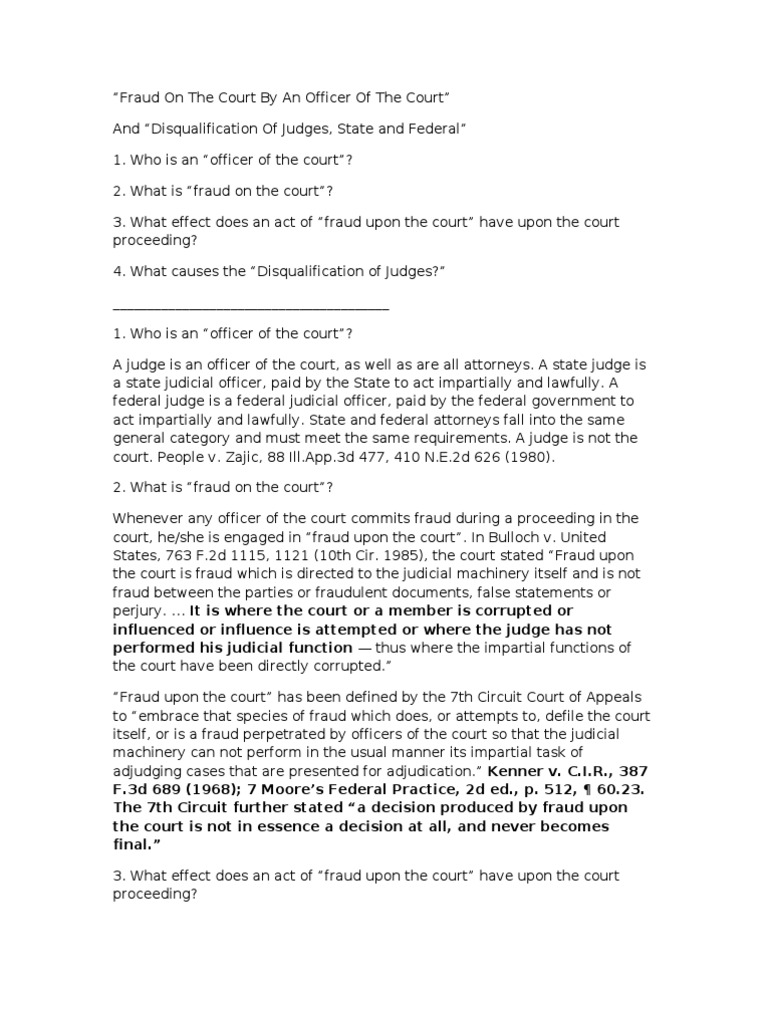 Court Fraud & Judge Disqualification | PDF | Social Science | Law