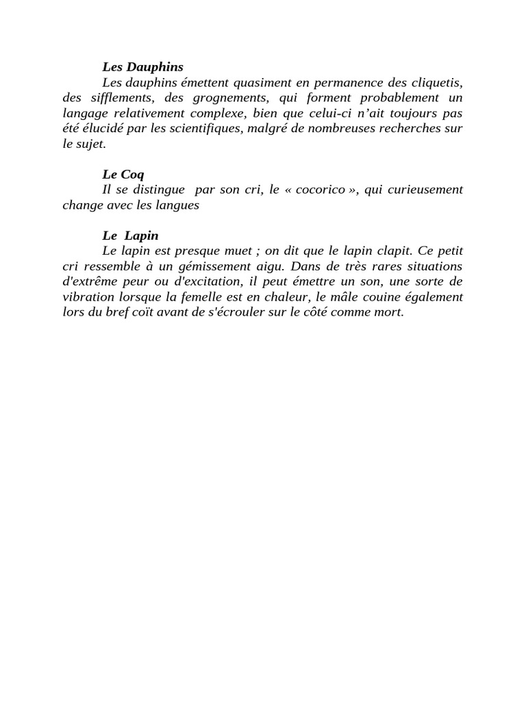 Cris Des Animaux | PDF