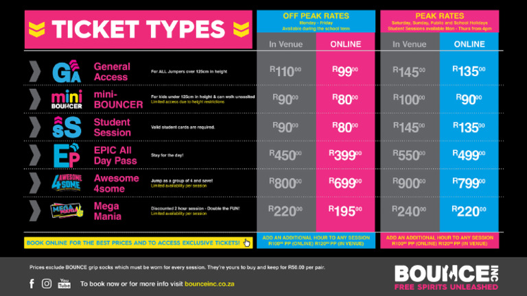 BOUNCE Cornubia Mall Price MAR24 | PDF