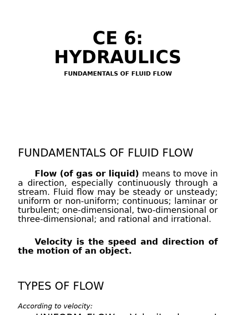HYDRAU 7 Fundamentals of Fluid Flow | PDF | Fluid Dynamics | Power ...