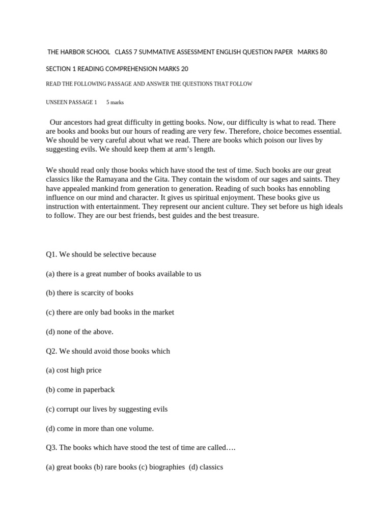 ENGLISH SA 1 QP | PDF