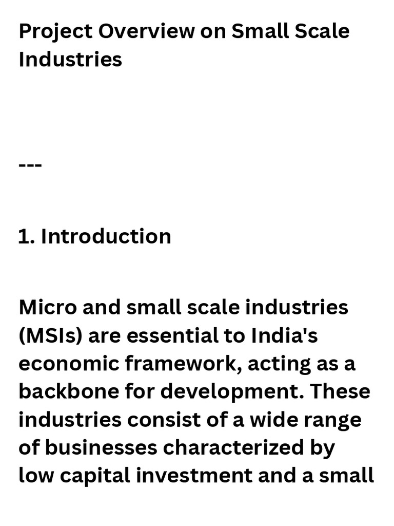 Project Overview On Small Scale Industries | PDF