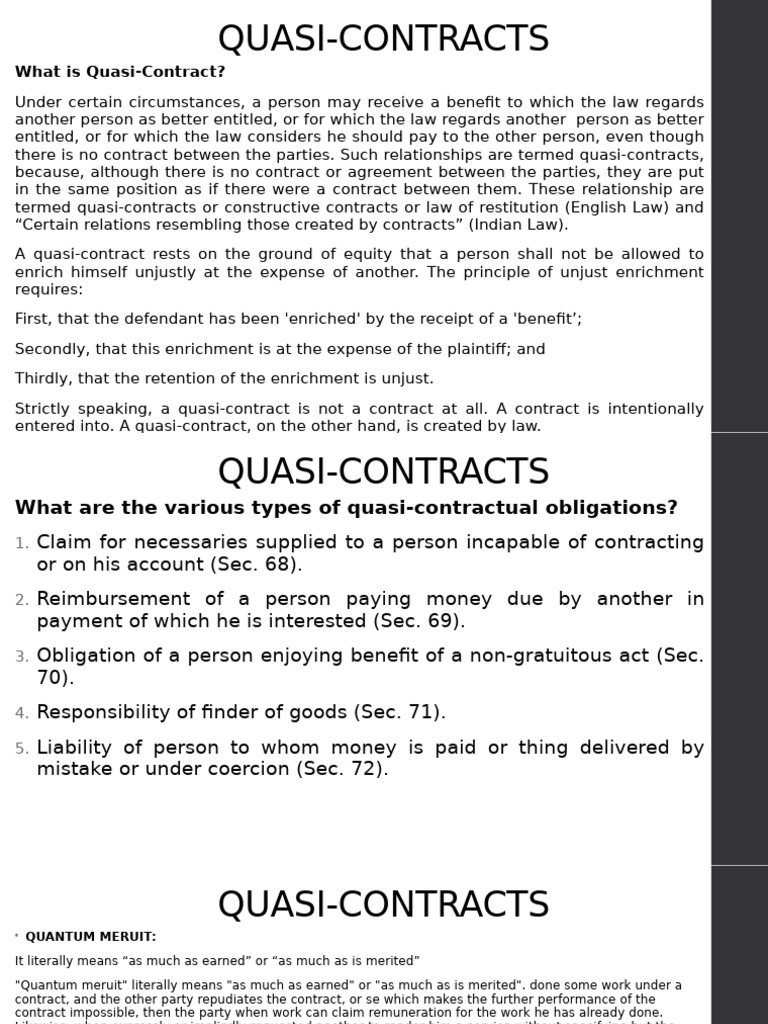 1.4 Quasi Contracts | PDF