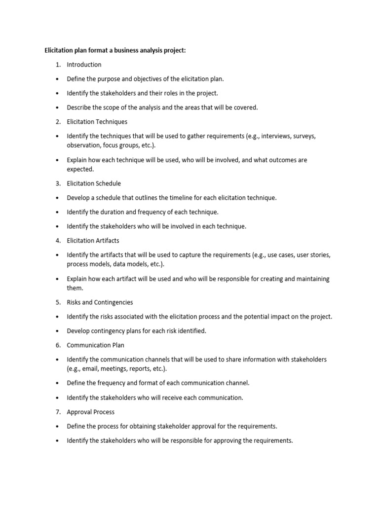 Format of Elicitation Plan | PDF