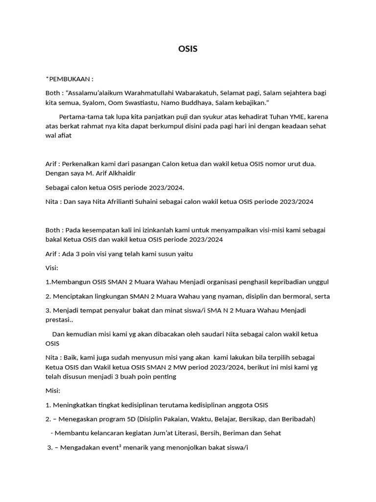 Visi Misi OSIS | PDF