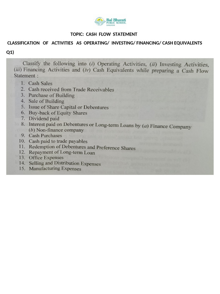 Operating, Investing & Financing Activities | PDF