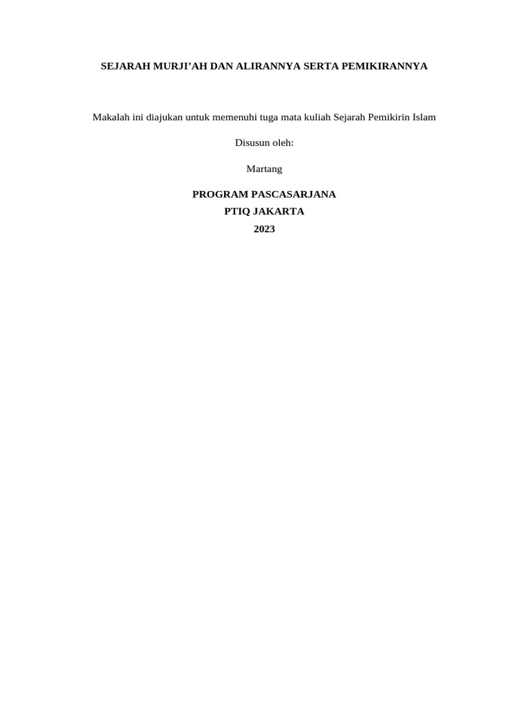 Aliran Murji'ah | PDF