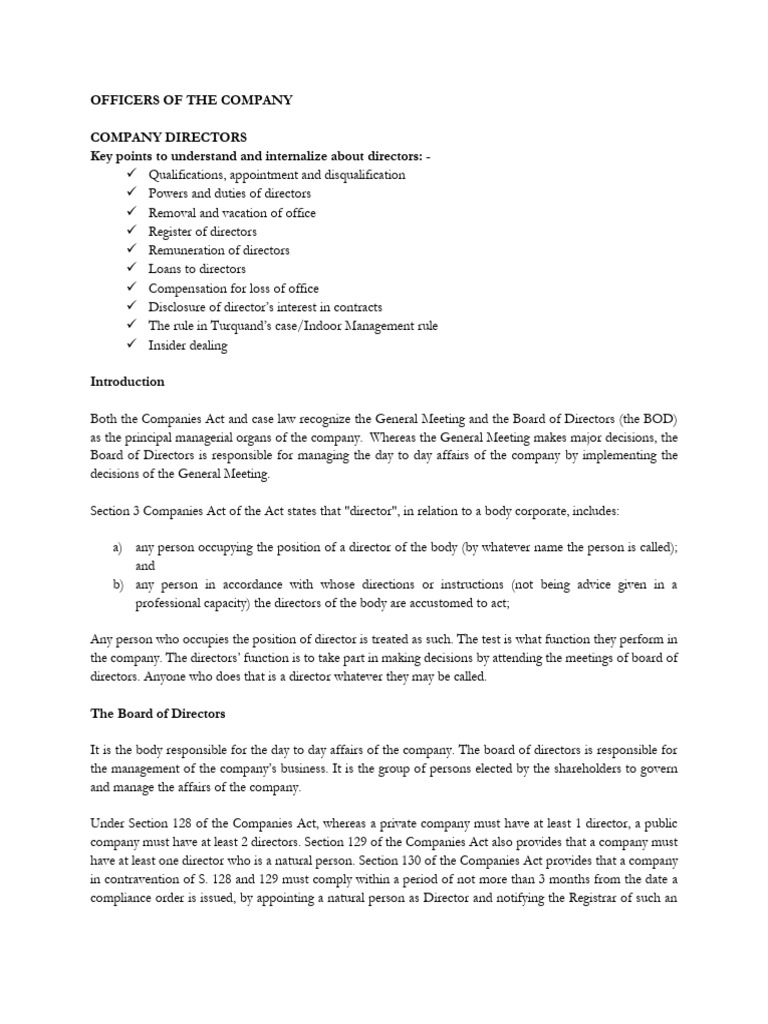 Officers of The Company (Directors, Company Secretary & Auditors) | PDF