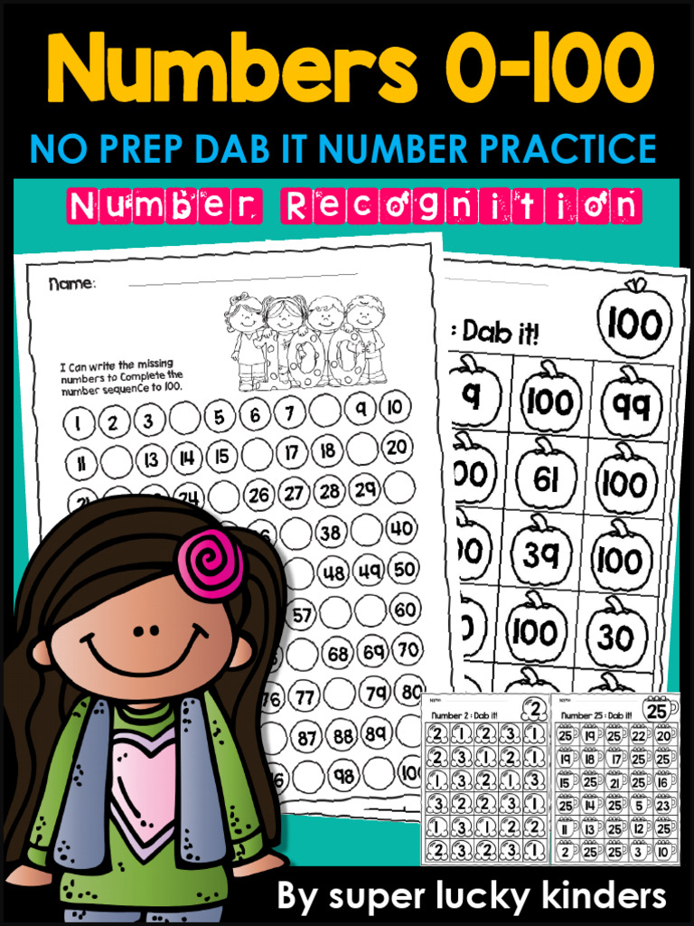 Numbers Worksheets Dab It 1-100 TPT | PDF
