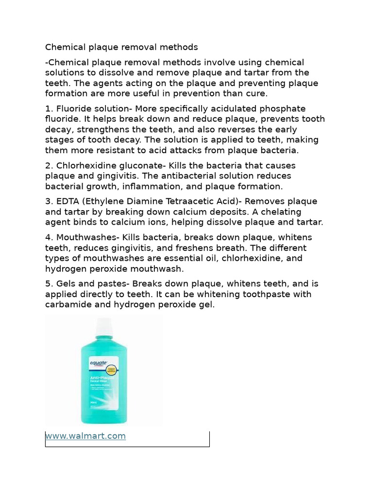 Chemical Plaque Removal Methods | PDF
